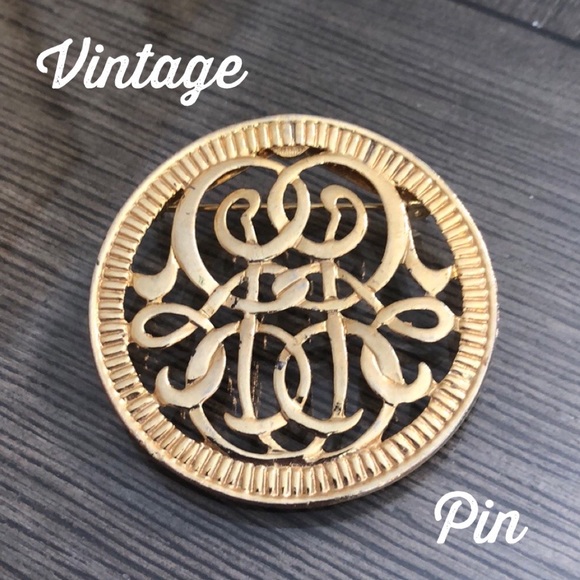 Vintage | Jewelry | Vintage Large Around Universal Monogram Pin | Poshmark